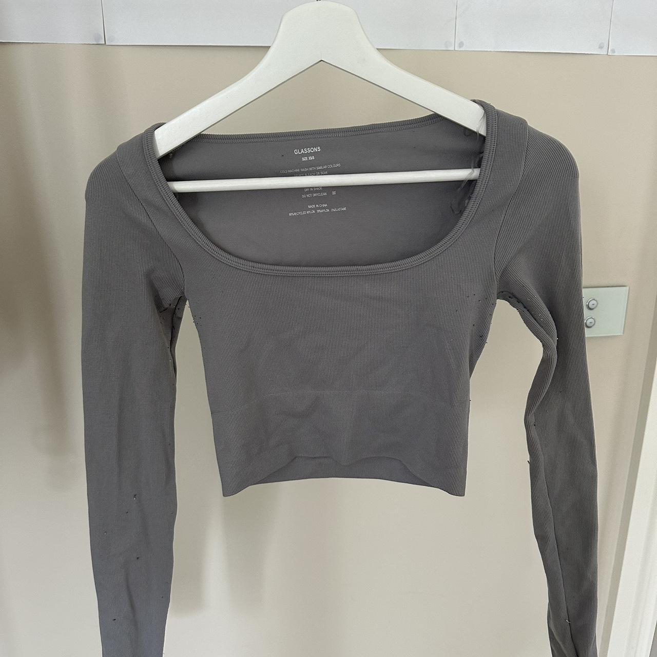 Long sleeve crop glassons top - Depop
