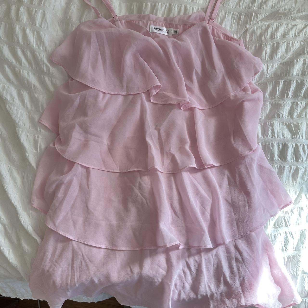 Pink ruffle mini dress. Beginning Boutique. US 2.... | Depop