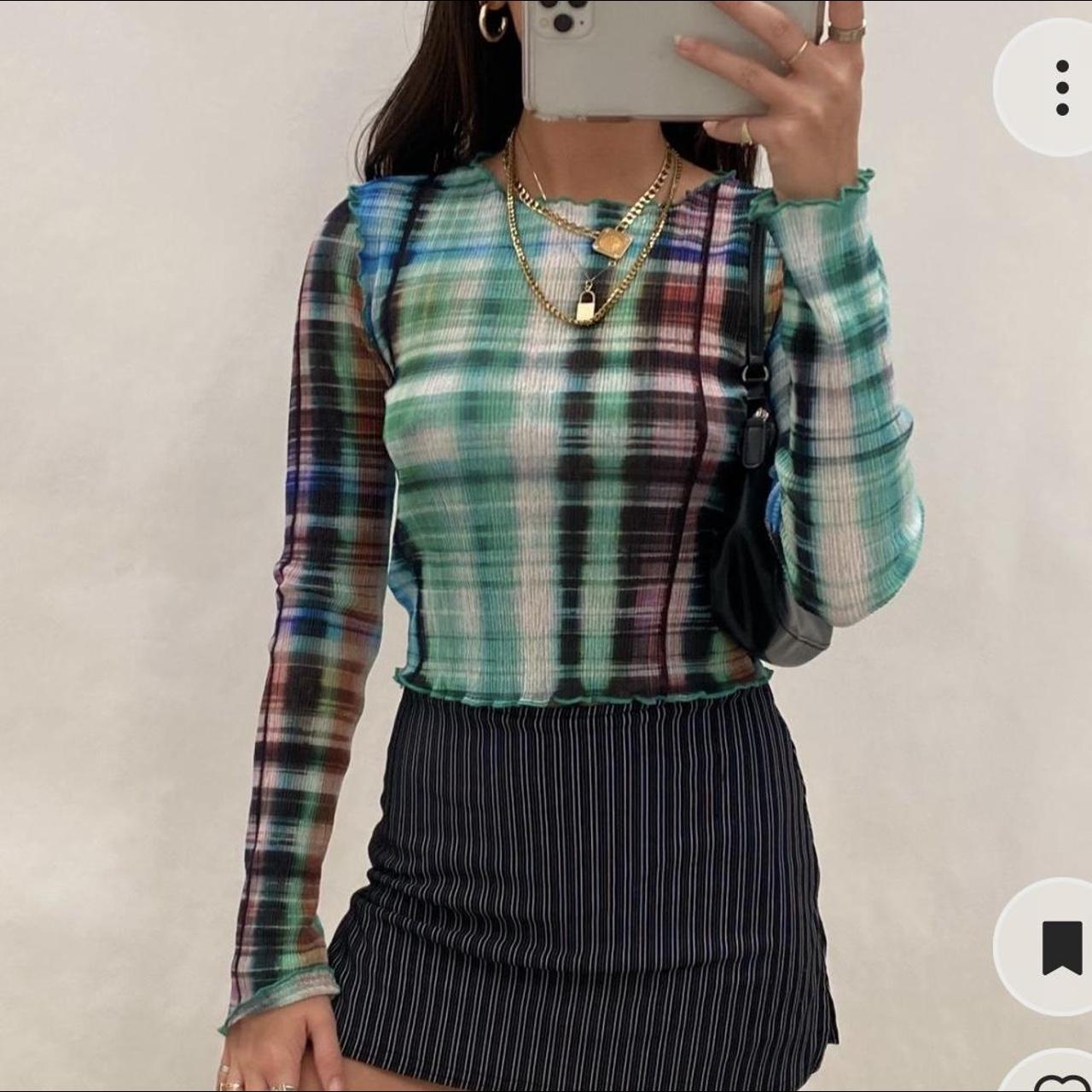 Repop Urbanoutfitters Abstract Mesh Top... - Depop
