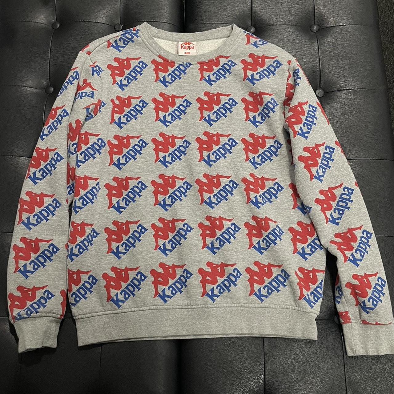 Kappa brand crewneck sweater. Heather gray with a... - Depop