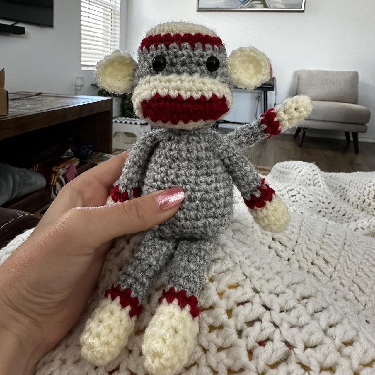 Mini crochet sock monkey! Handmade by me. Perfect... - Depop