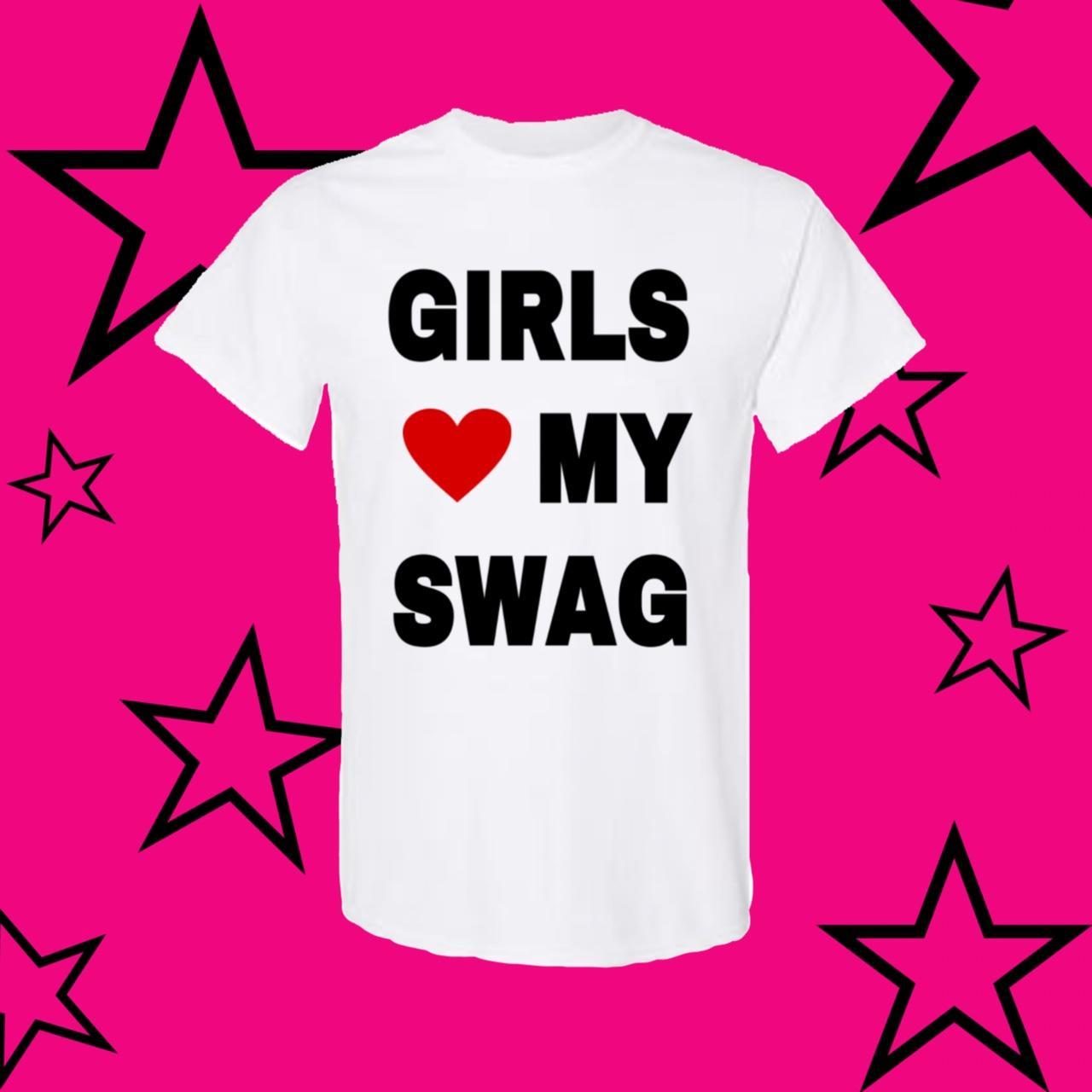 “Girls heart my swag” Oversized tee ☆ W/ star... - Depop