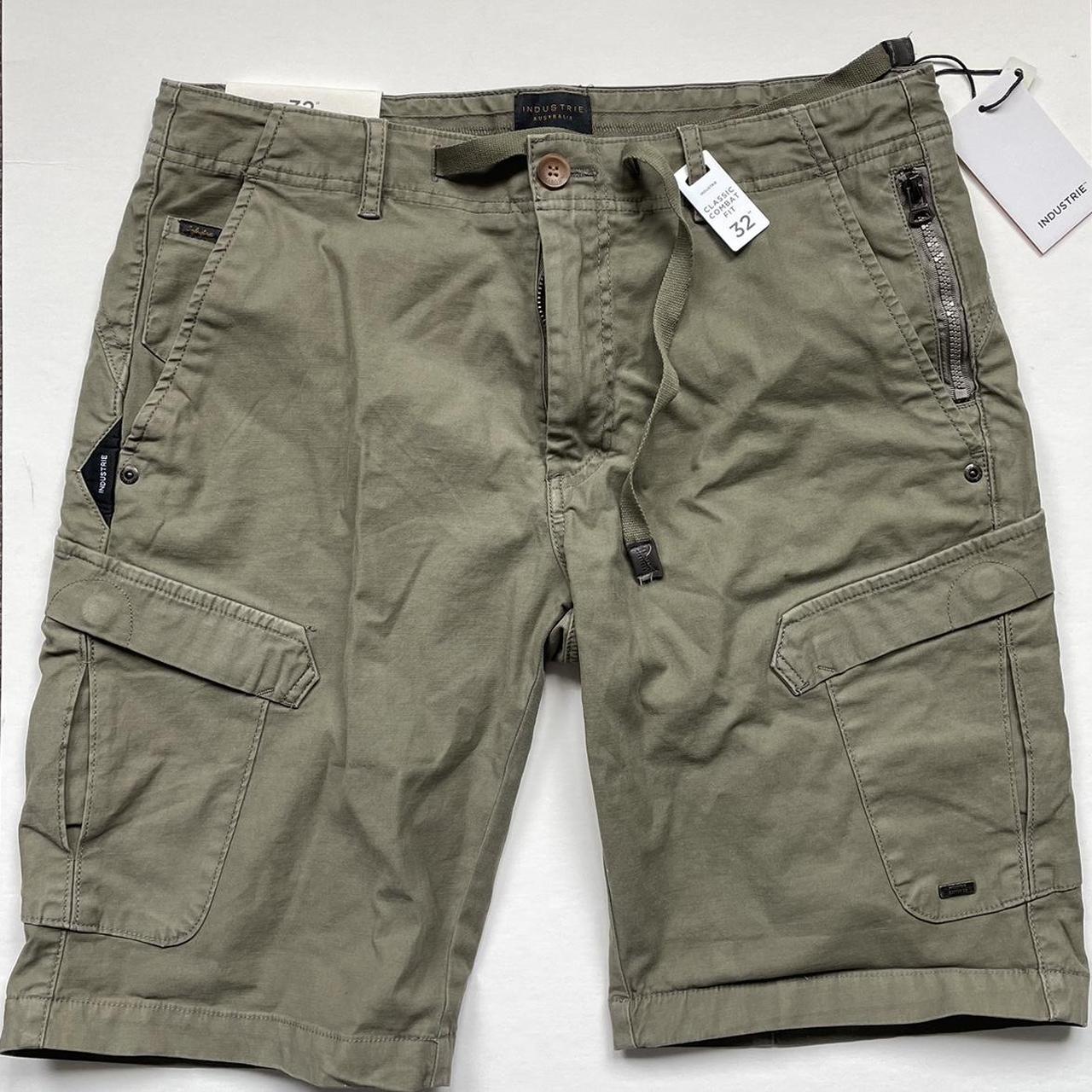 Khaki Cargo shorts from Industrie BRAND NEW Size 32 - Depop