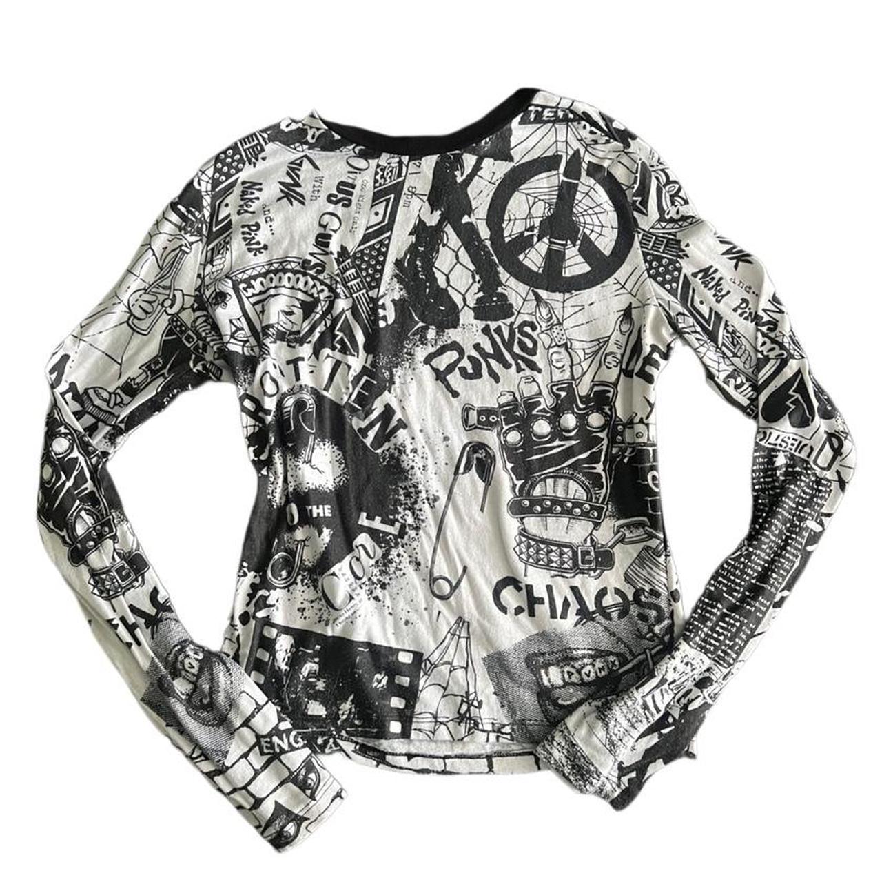 punk graphic long sleeve rockstar girlfriend vibes... - Depop