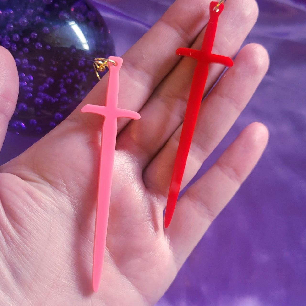Handmade lovecore acrylic swords in red and pink. ... - Depop