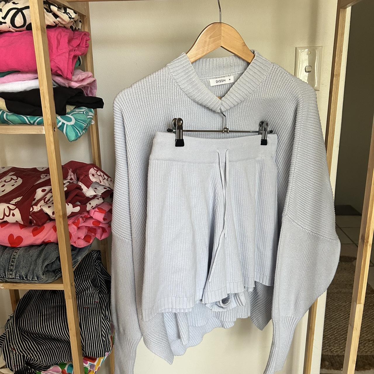Dissh Ice Blue knit set. Jumper is an M Shorts are... - Depop