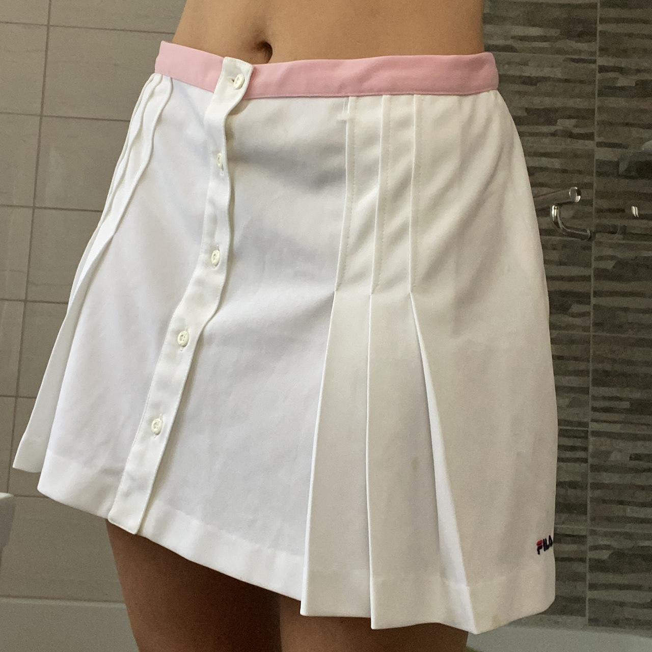 Gorgeous Fila White Pleated Tennis Skirt With Pink Depop