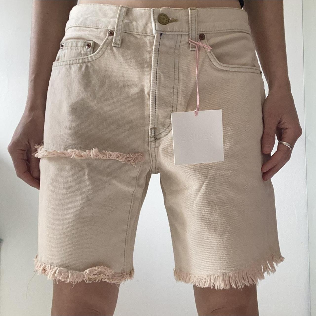 B Sides cut-off short. Patchworked reclaimed denim... - Depop
