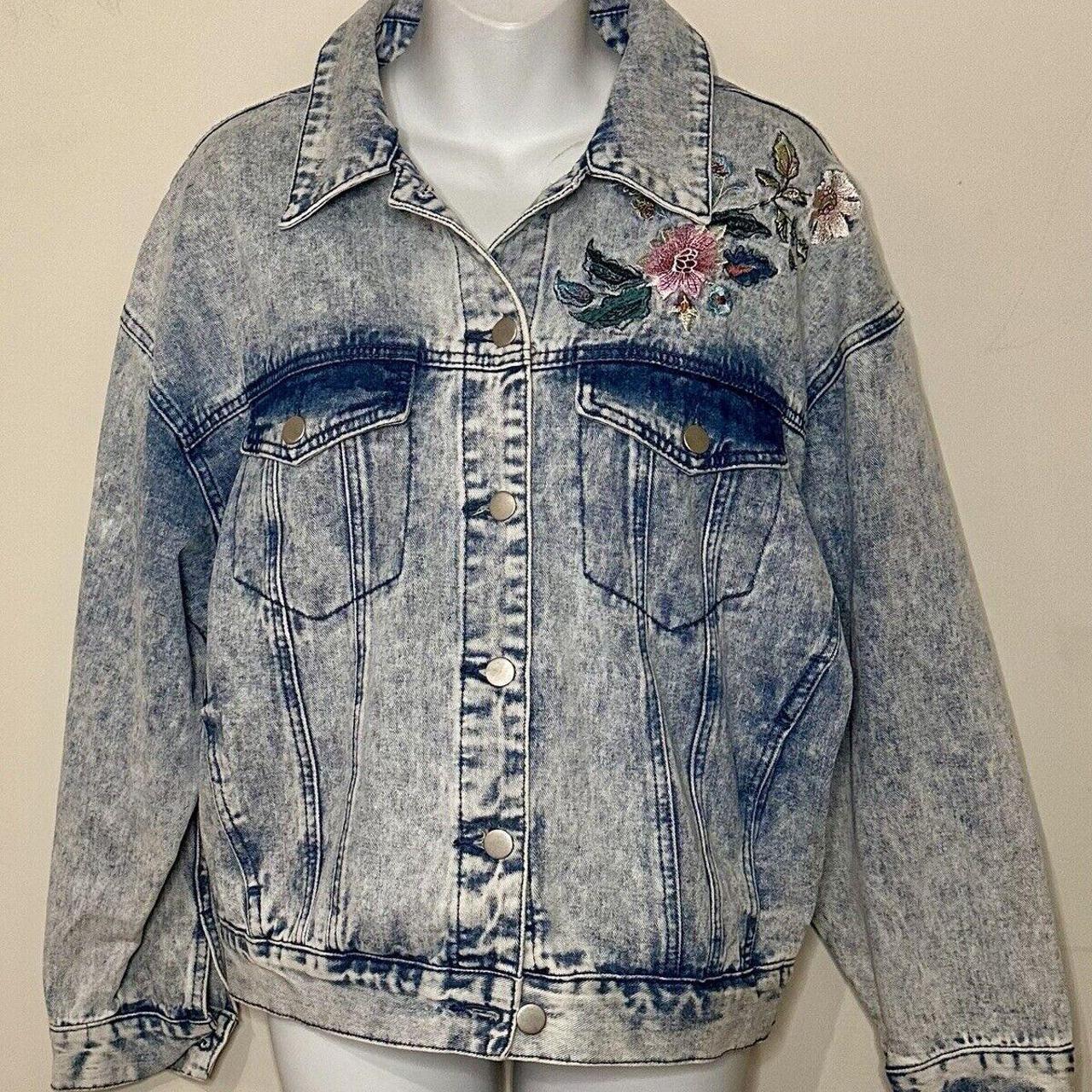 Super cute jacket with beautiful floral embroidery!... - Depop