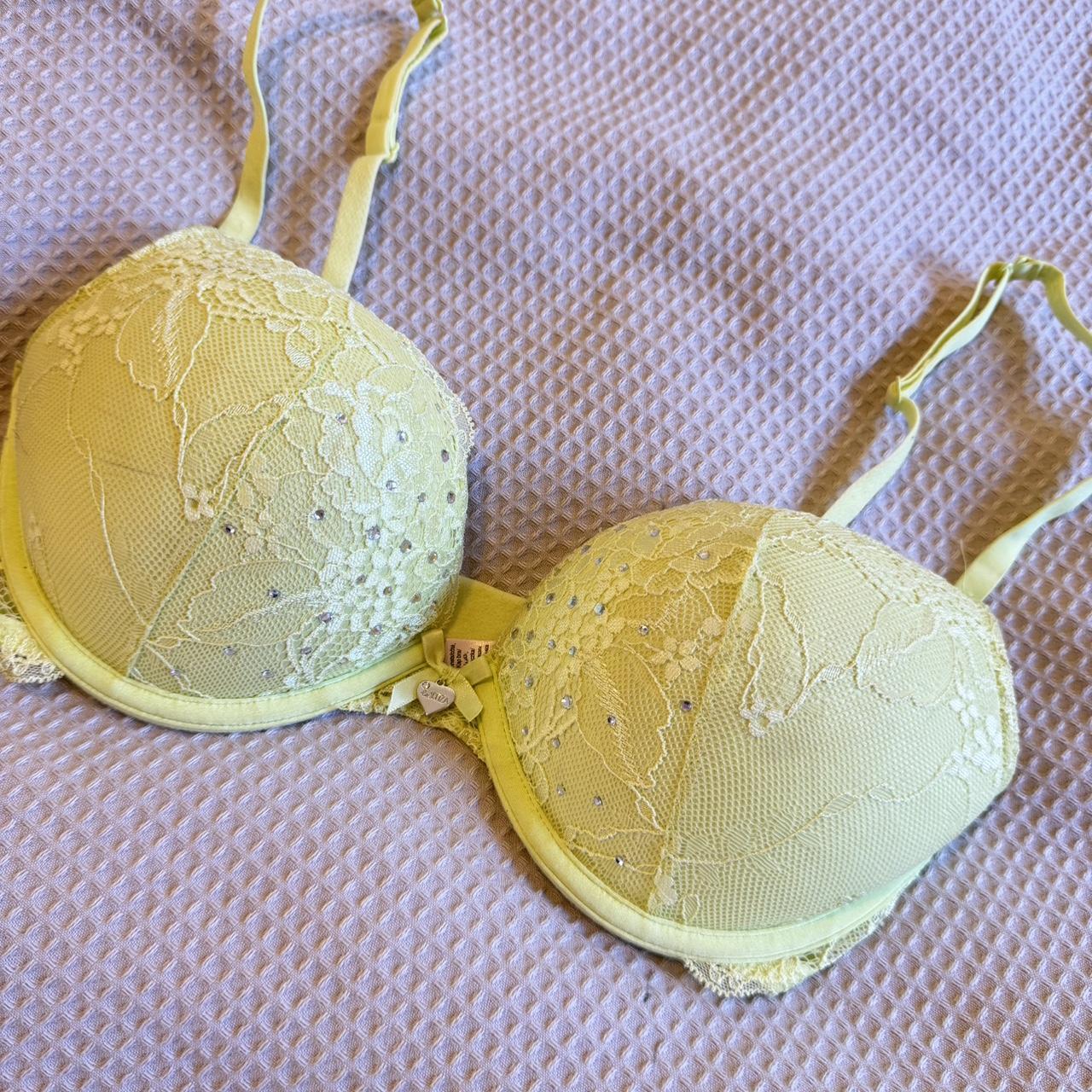 Festival yellow and lace bra with crystals Never... - Depop