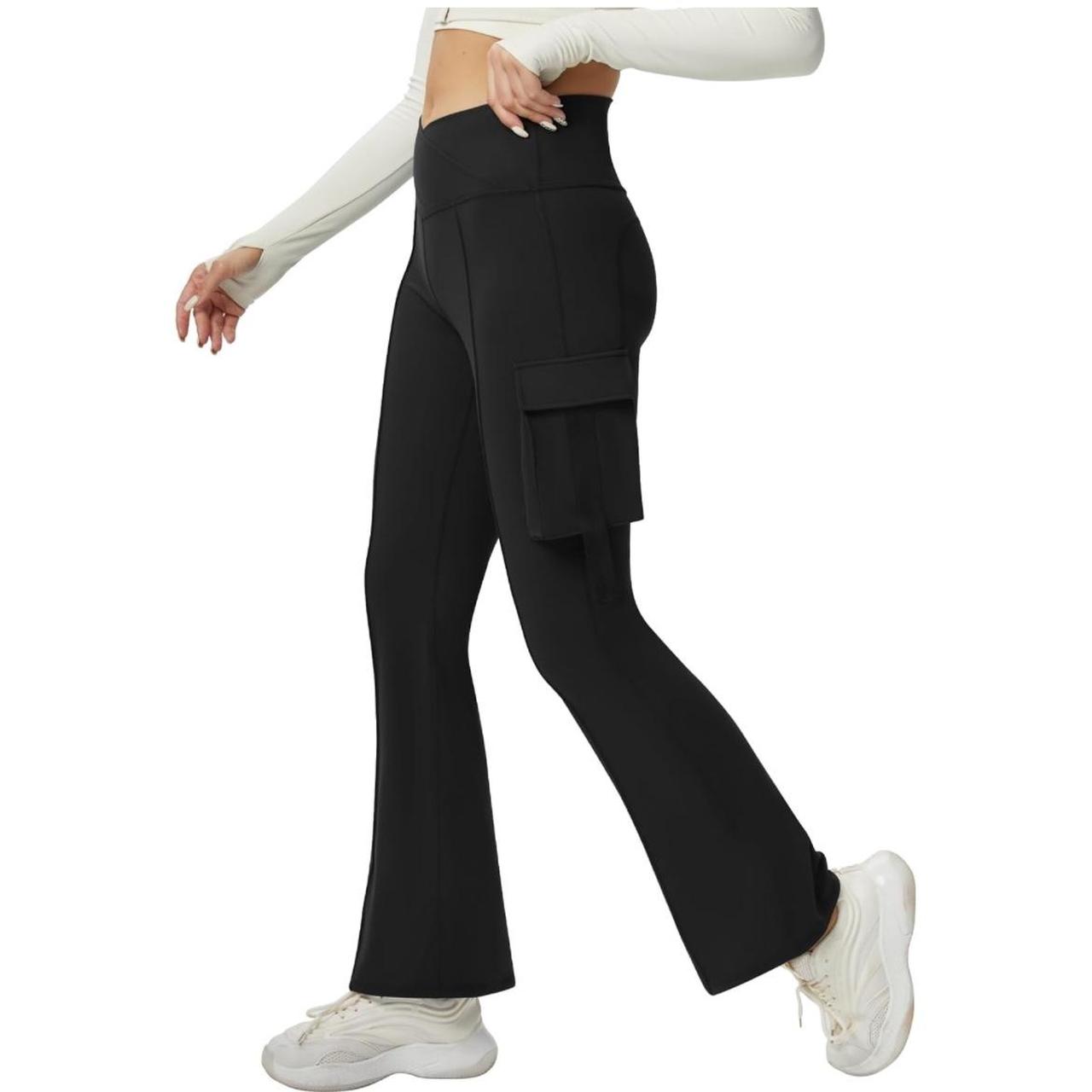 Women's CopyLeaf Flare Yoga Pants with big deep... | Depop