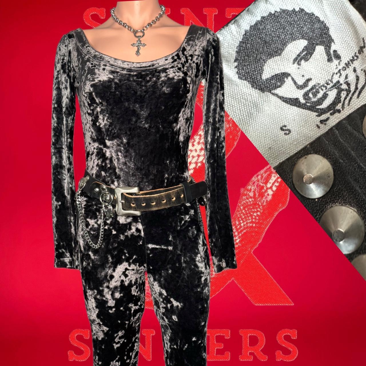 Betsey Johnson vintage PUNK Label Velvet catsuit -... - Depop