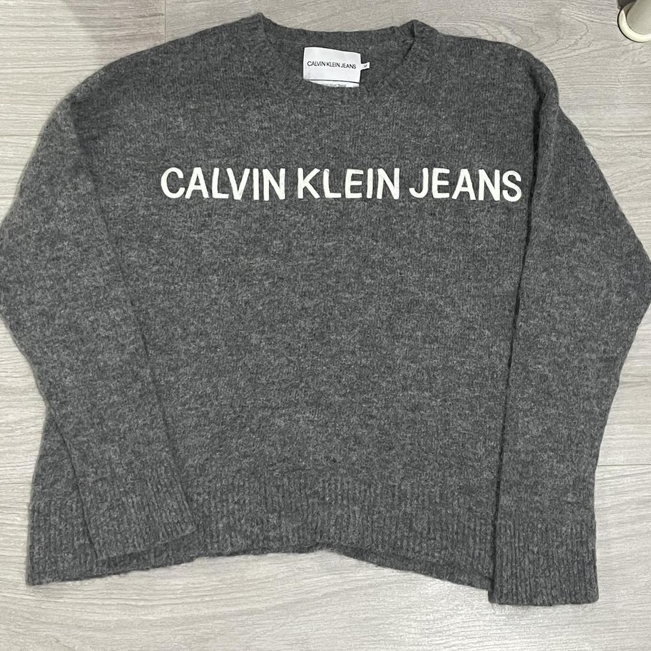 Calvin Klein Jeans Grey Alpaca Wool Blend Jumper... - Depop