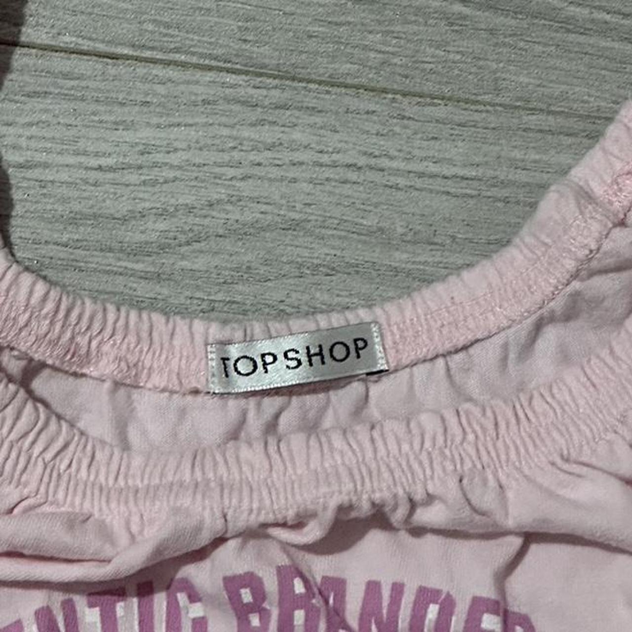 Vintage 90s Topshop Baby Pink Off Shoulder Baby Tee... - Depop
