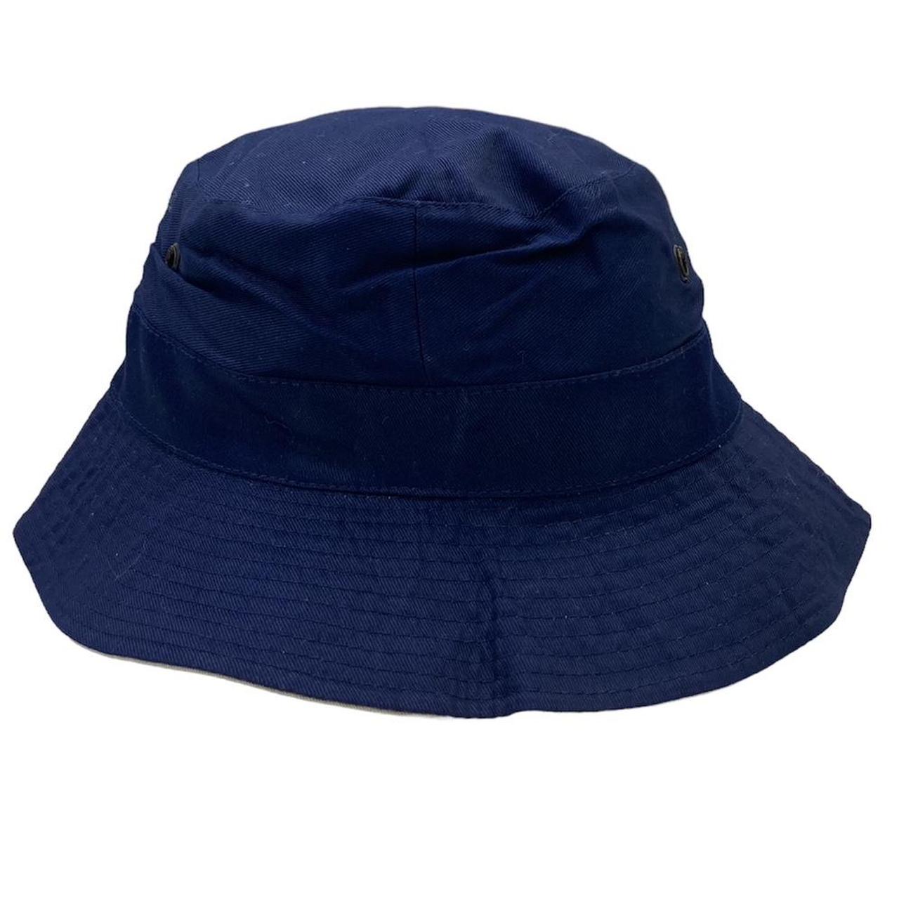 Reversible Grey and Navy Blue Bucket... - Depop