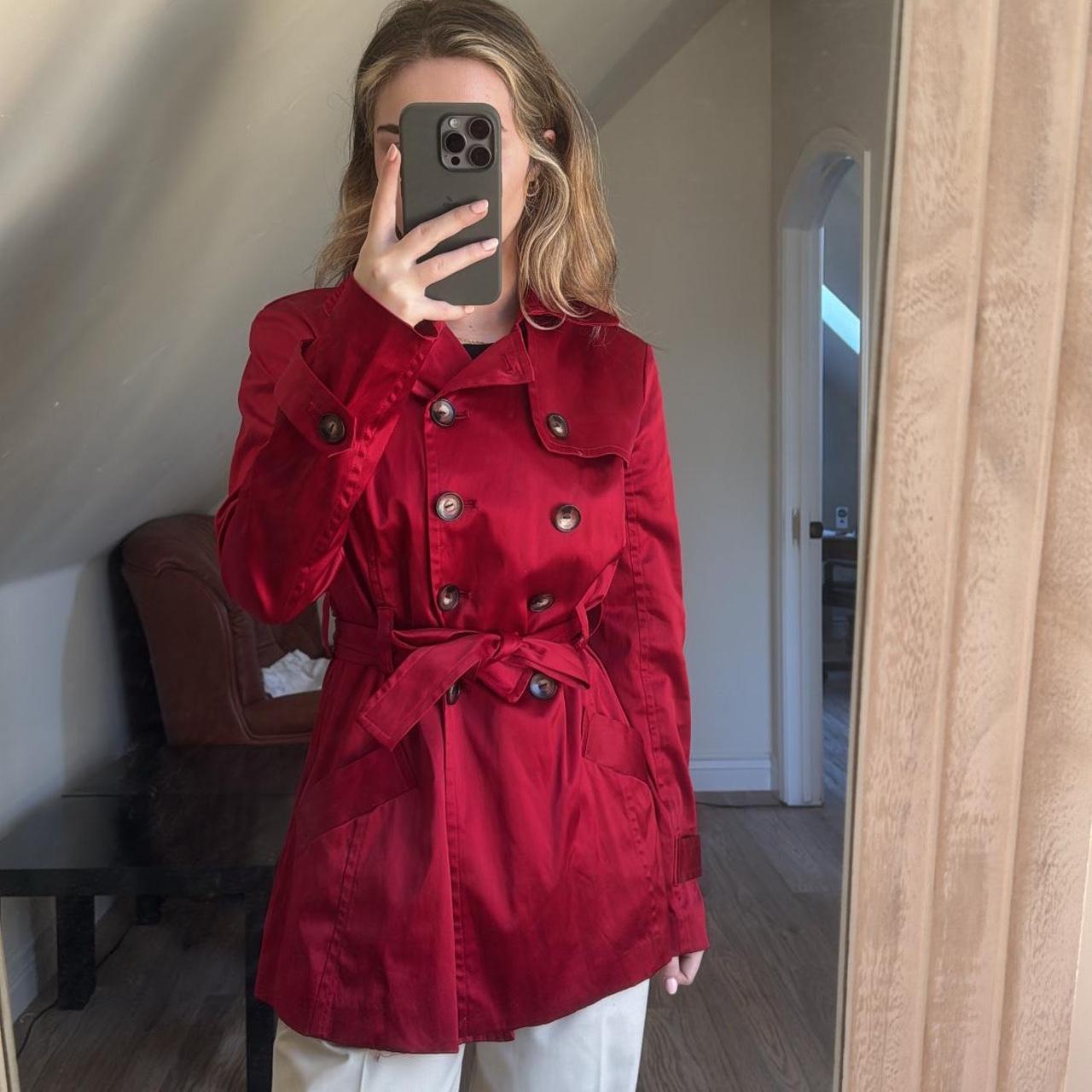 Women’s Red Satin Coat Lovely coat that has only... - Depop