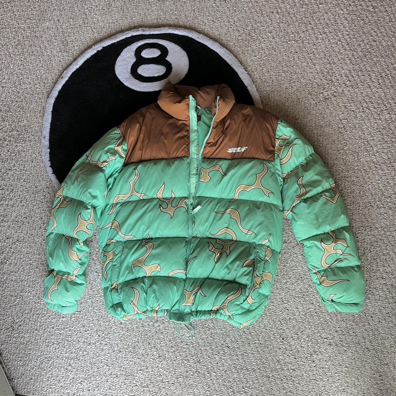 Golf Wang flame puffer size XXL in mint/brown. Fits... - Depop