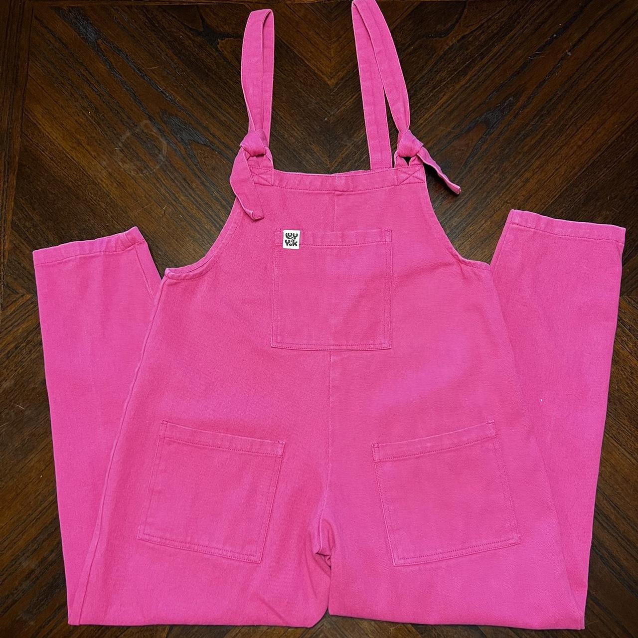 lucy and yak fuschia pink dungaree overalls. size... - Depop