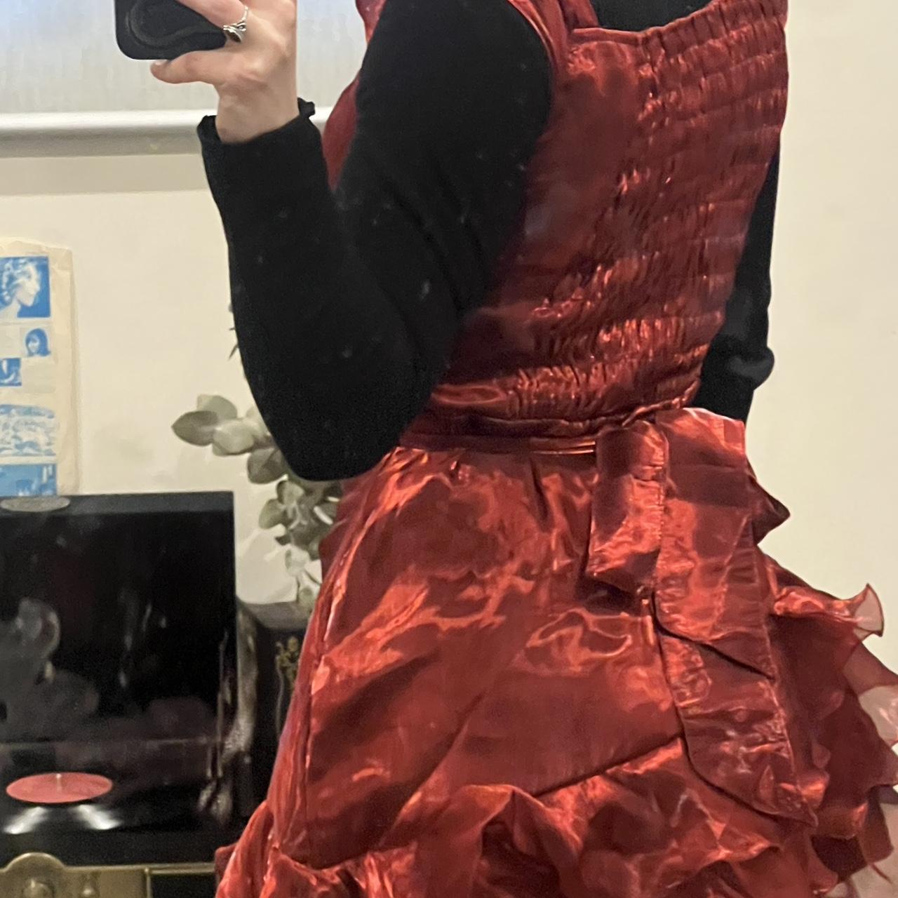 Gorgeousss red shiny ruffle dress with no labels but... - Depop