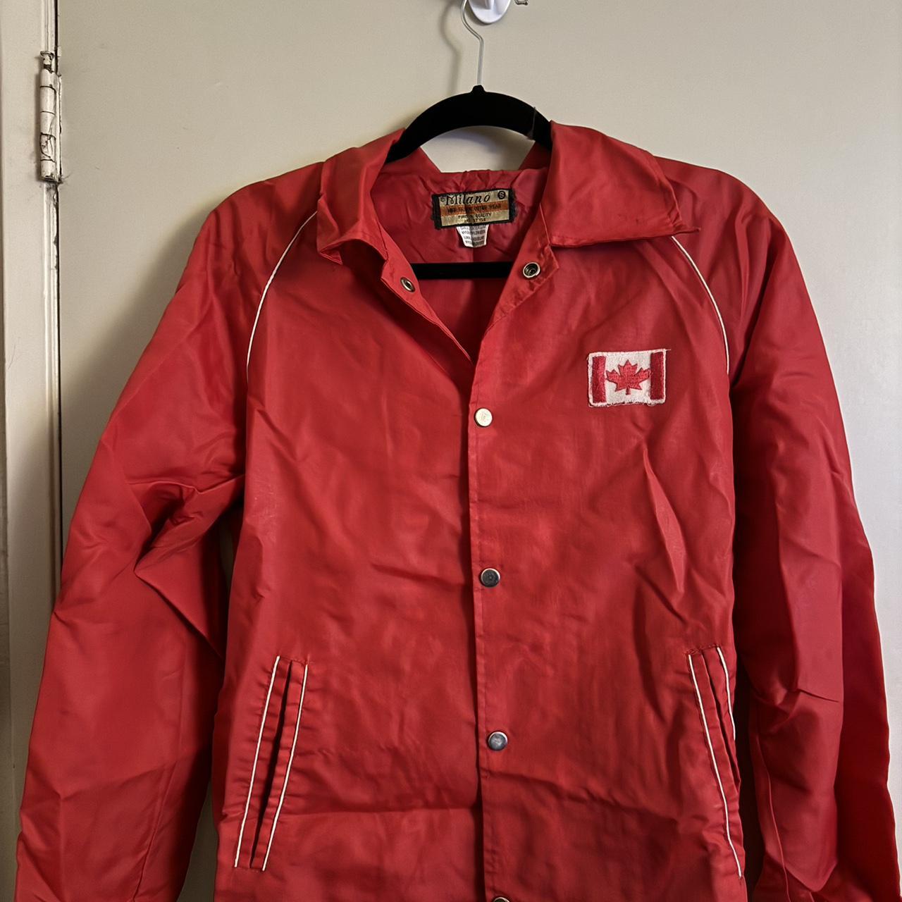 Vintage red, nylon jacket - Depop
