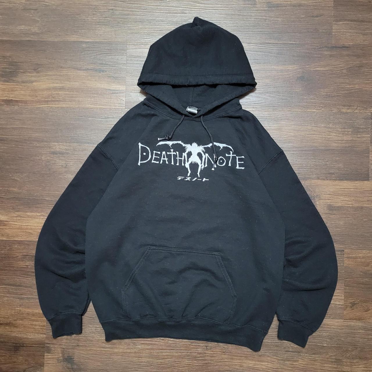 Y2K Death Note Anime Black Graphic Hoodie - Size: M... - Depop