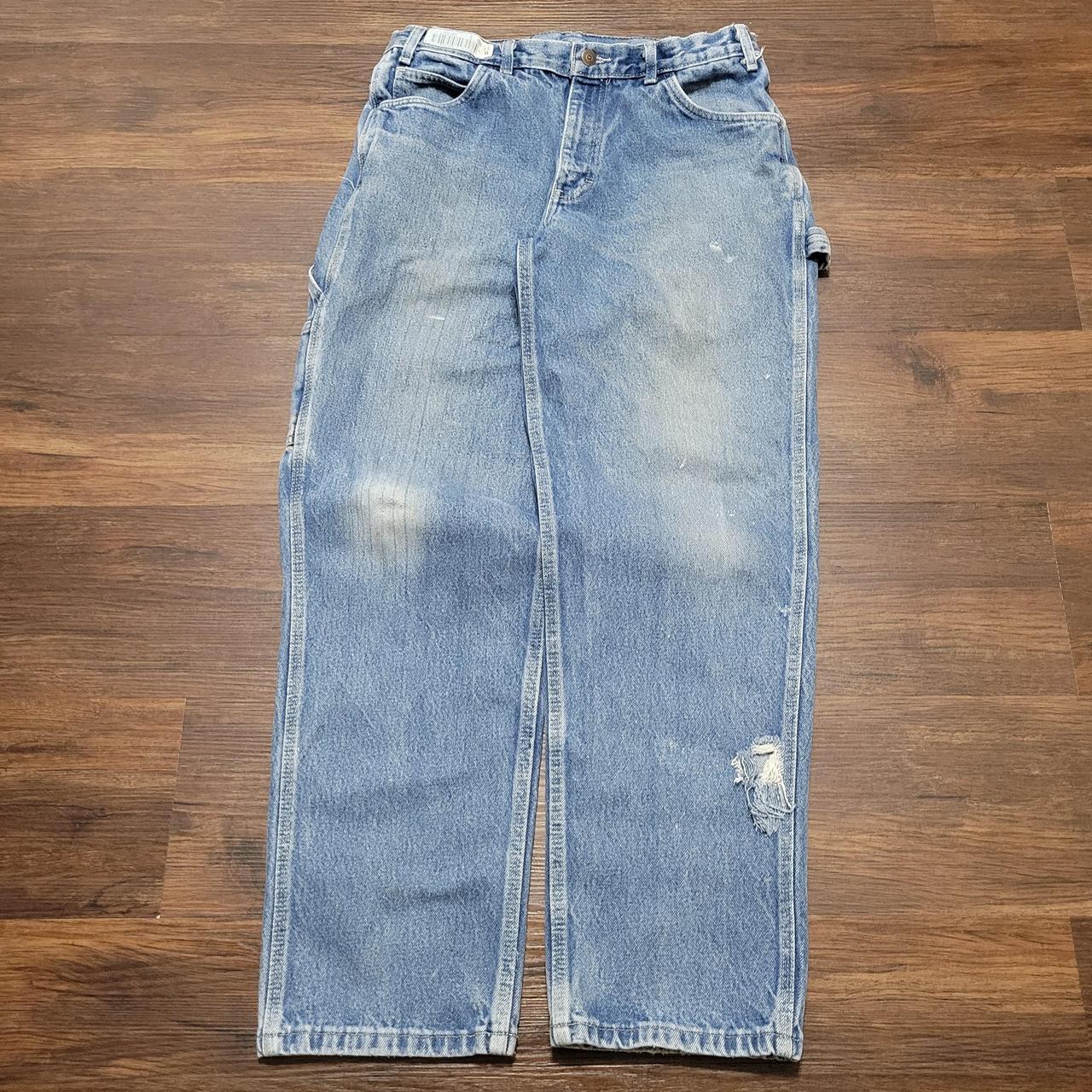 2000s Y2K WearGuard Faded Light Wash Distressed... - Depop