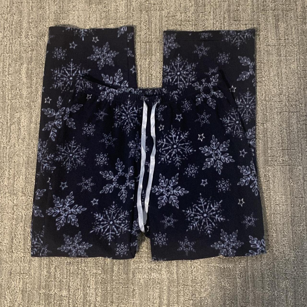 Blue Snowflake Pajama Pants Size: S Good... - Depop