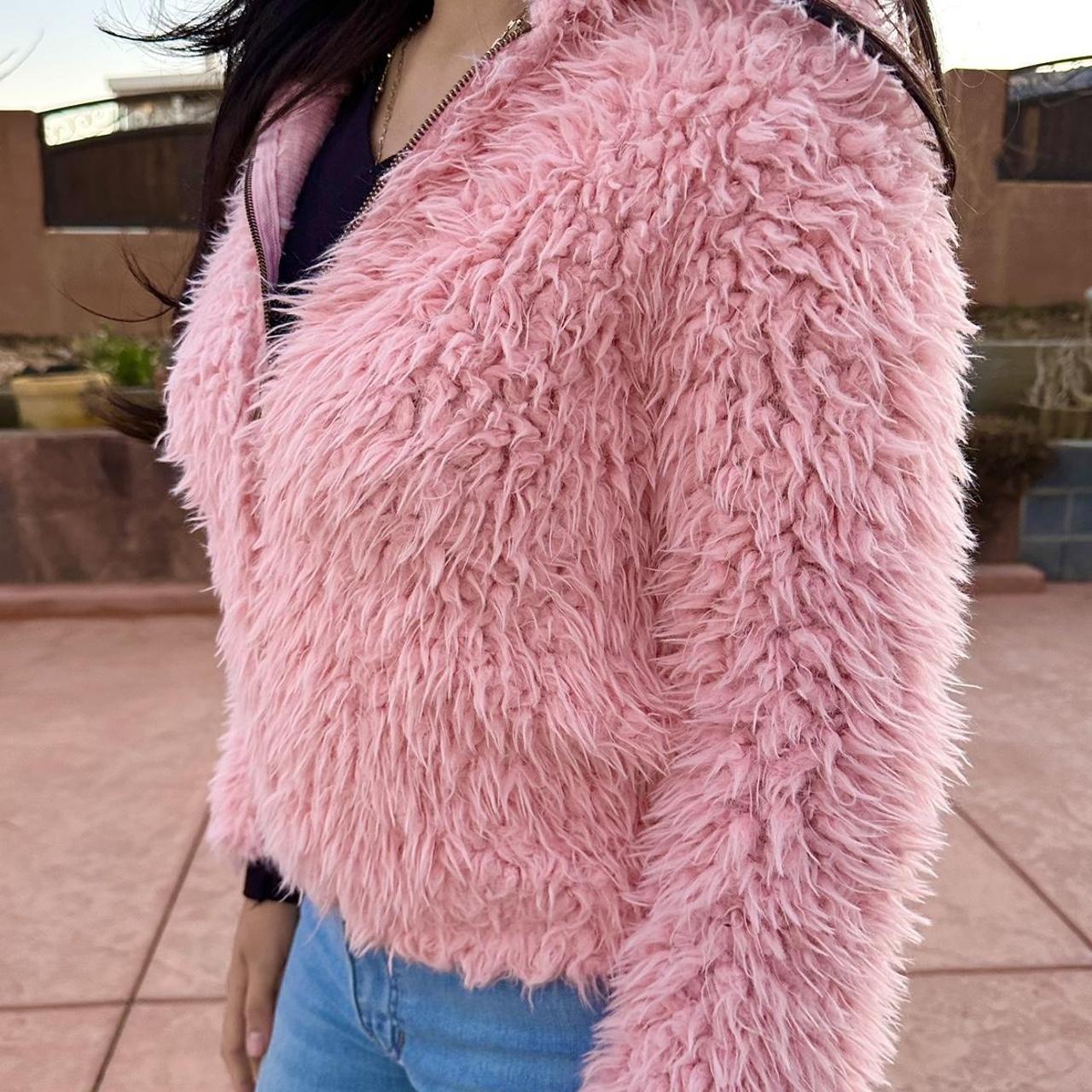 Baby Pink Fluffy Jacket 💖 The cutest baby pink... - Depop
