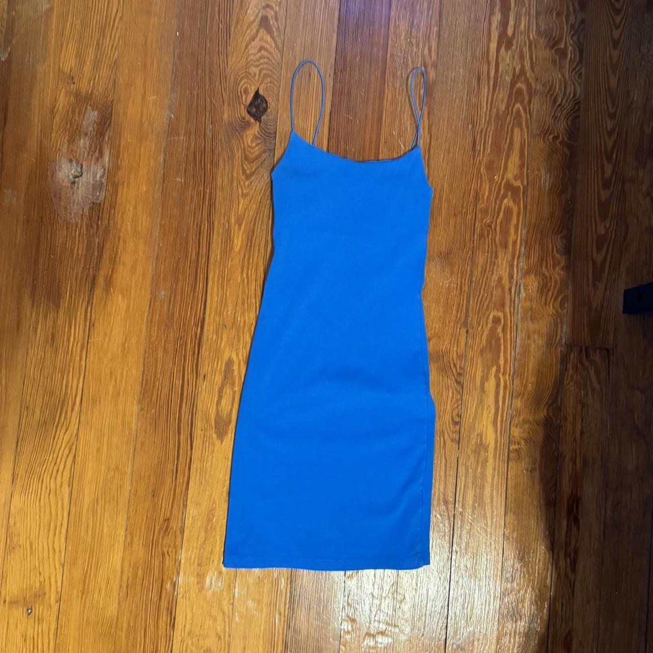 Zara bright blue bodycon dress super flattering - Depop