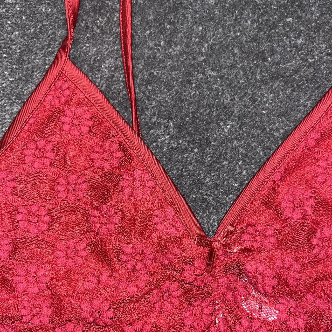 factorie red lace top never worn size xs - Depop