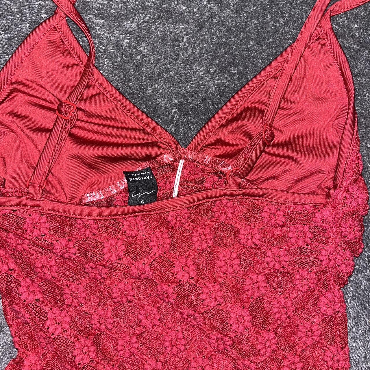 factorie red lace top never worn size xs - Depop