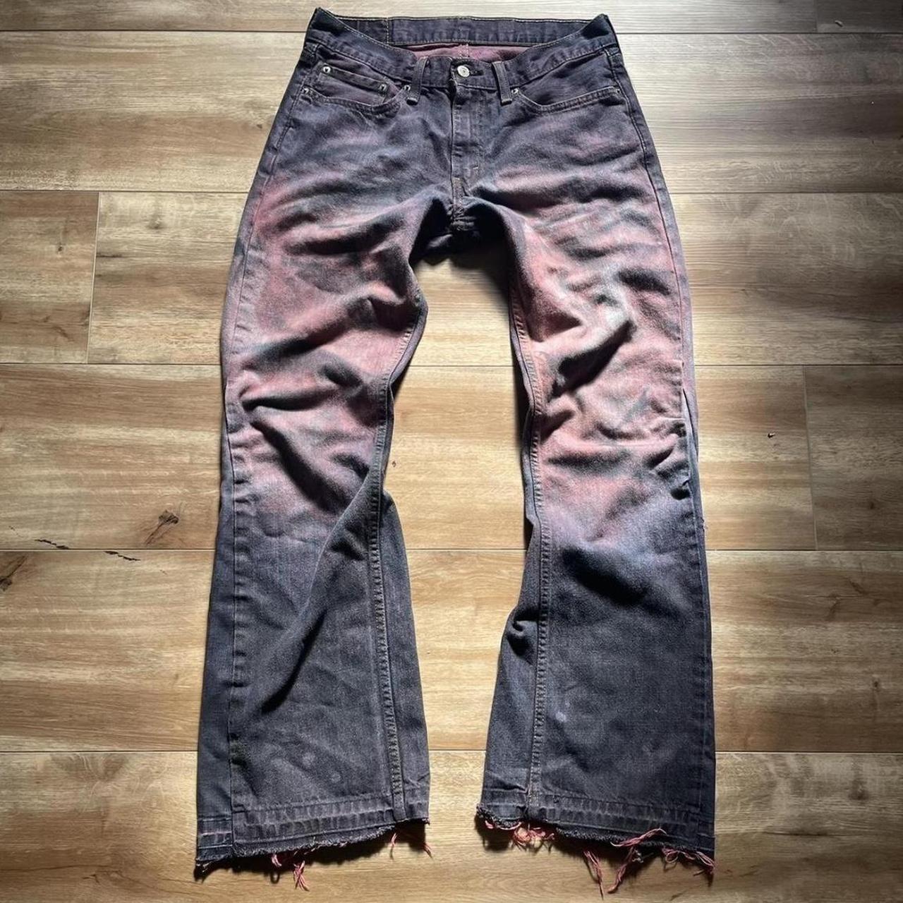 Blood Stained Flare Denim Reworked Levi's Fading... - Depop