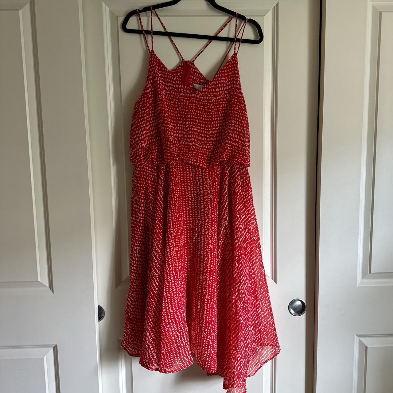 Leith Women's Red and White Dress | Depop