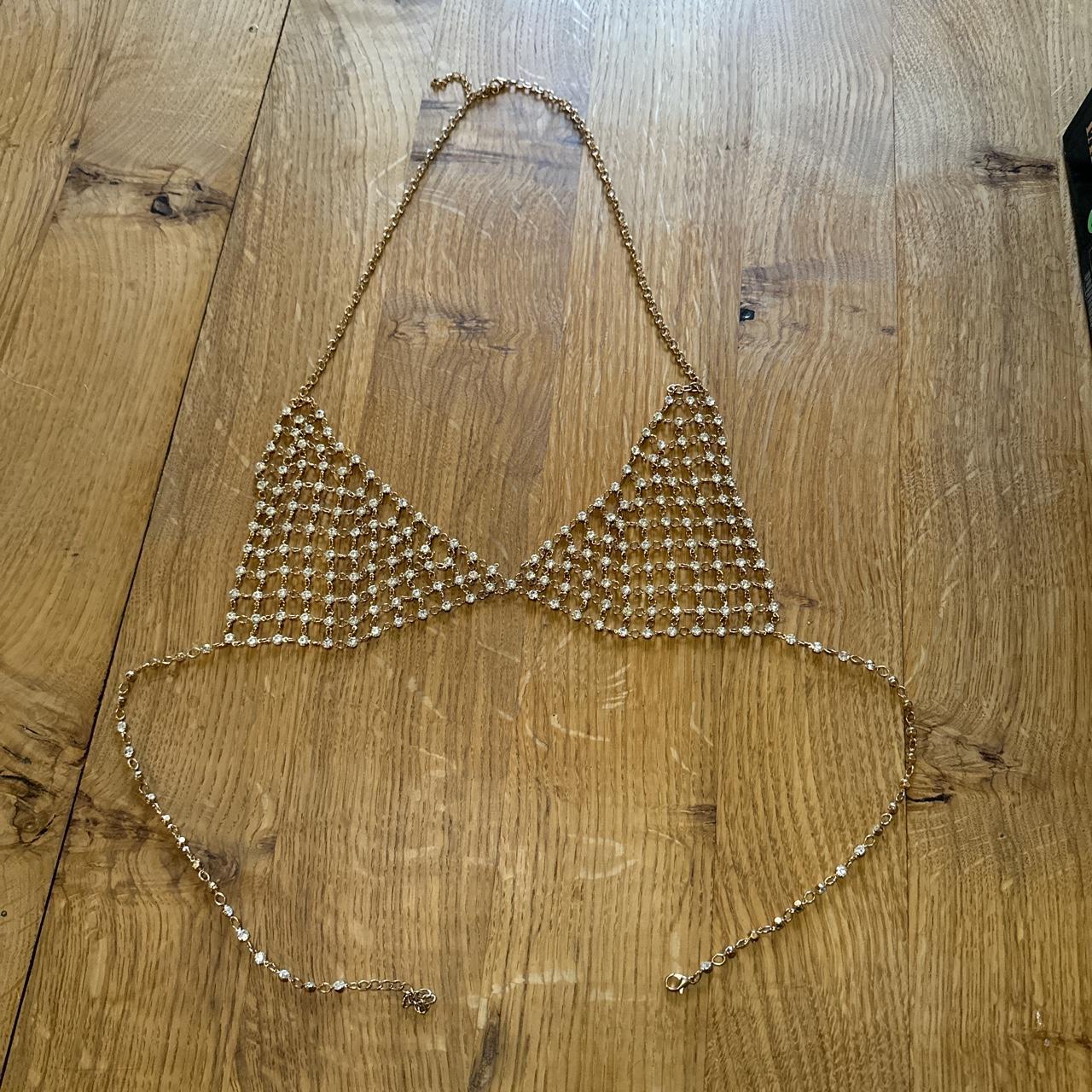 Excellent condition, no flaws gold chain bra with... - Depop