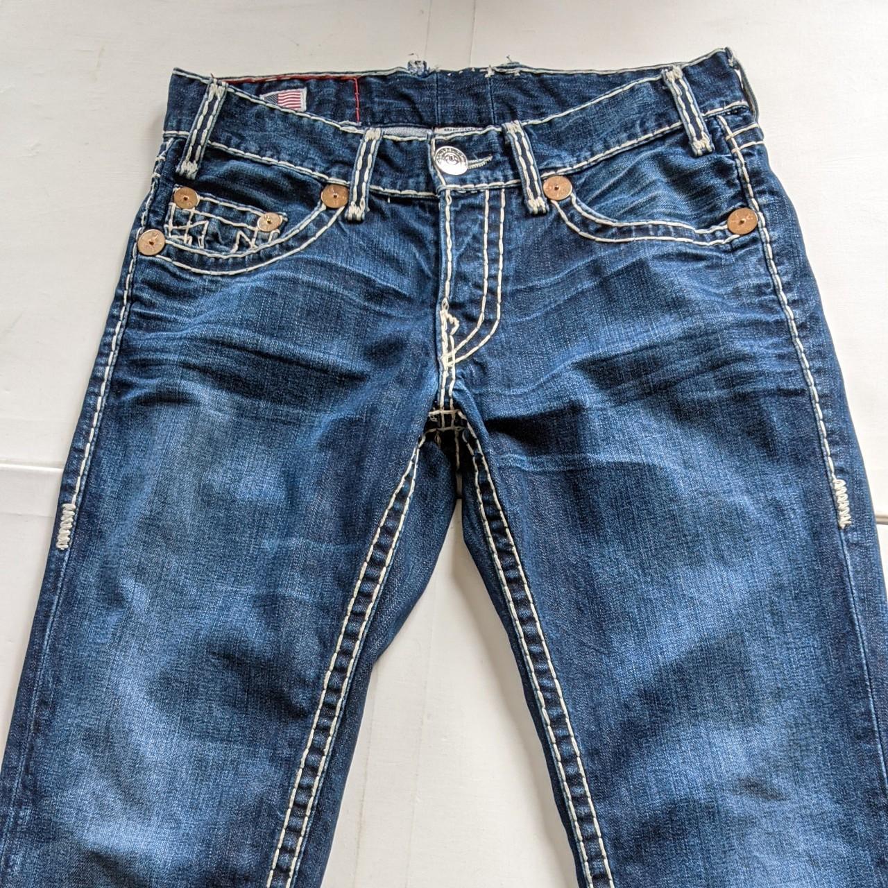 True Religion white stitch jeans Rare vintage... - Depop