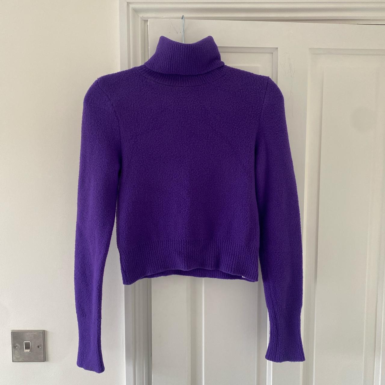 Purple turtleneck knit jumper. - Depop