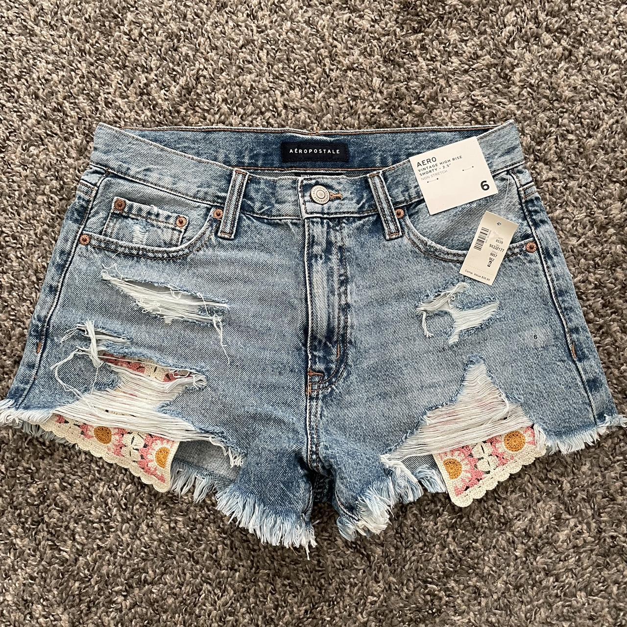 Aero summer high waisted shorts with crochet pockets... - Depop