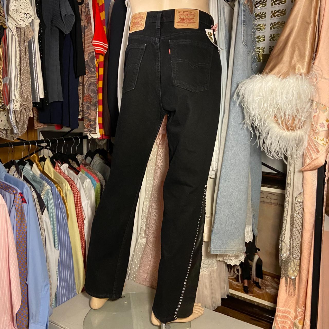 Vintage Leather Insert Bell Bottoms Levi Strauss,... - Depop