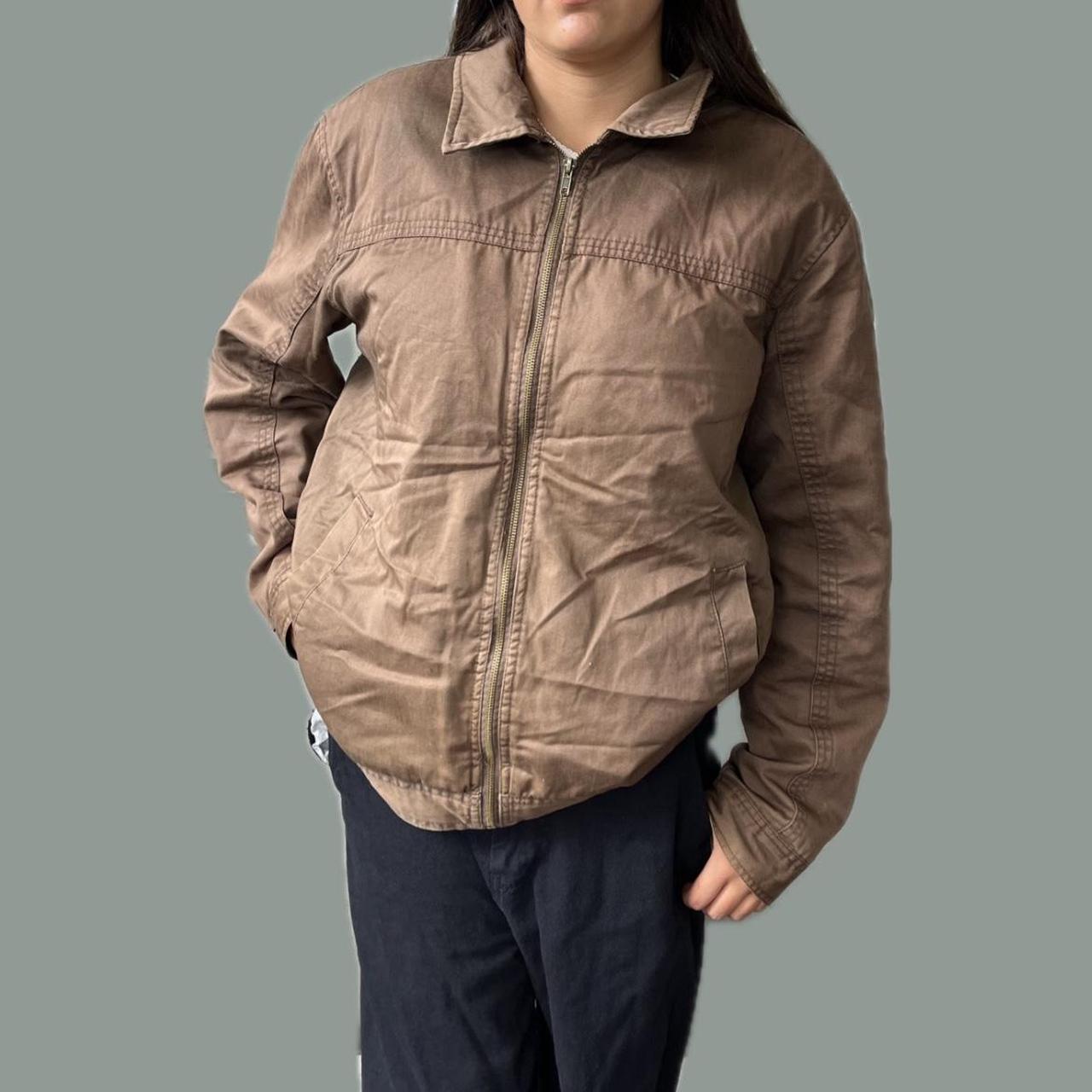 Brown fleece jacket - Depop