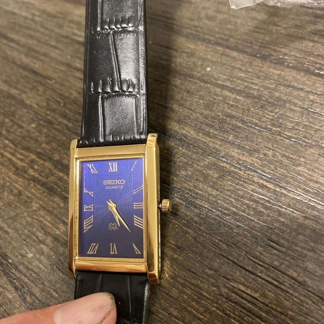 Vintage Seiko watch brilliant blue dial with gold... - Depop