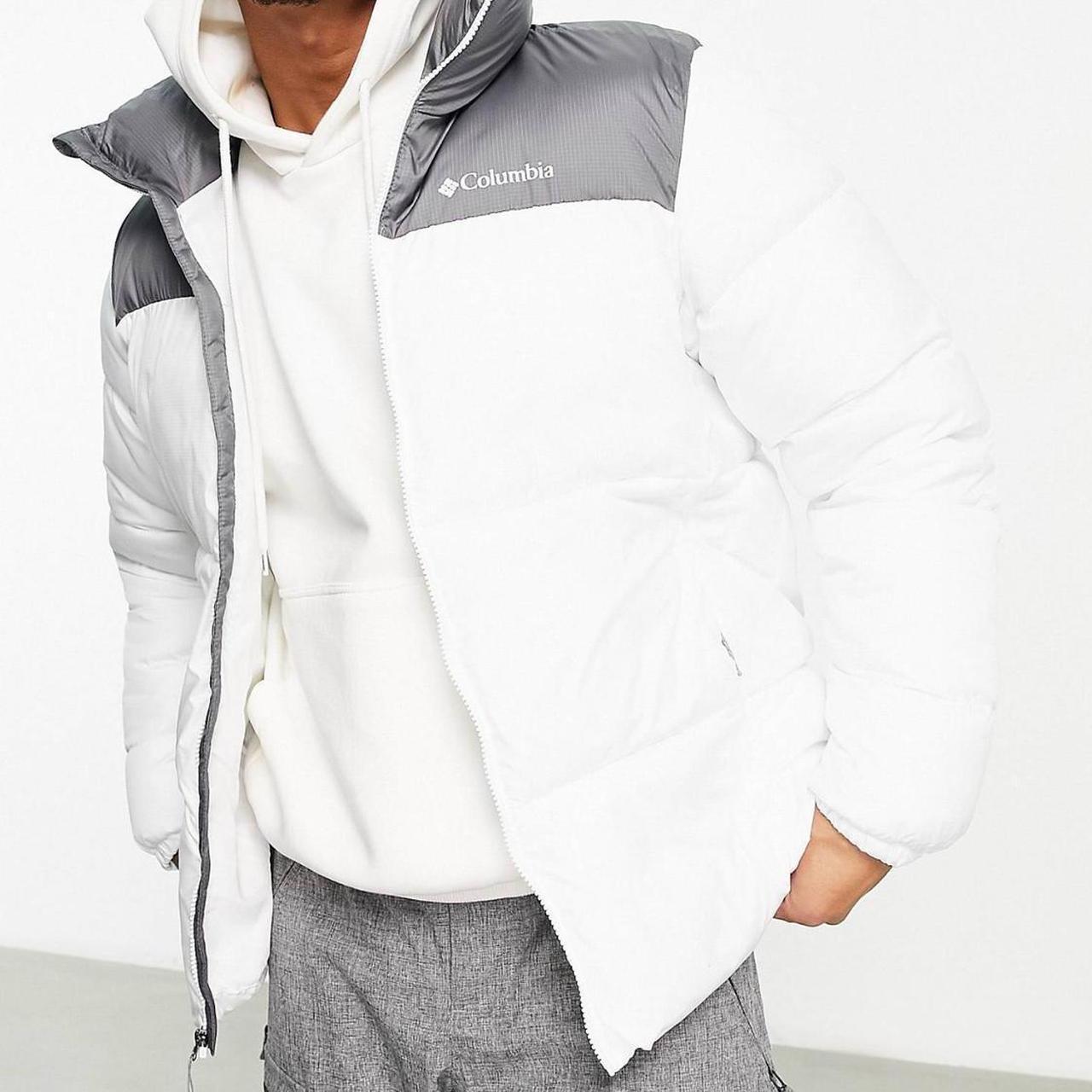 Columbia mens puffer jacket in grey and white. Never... - Depop