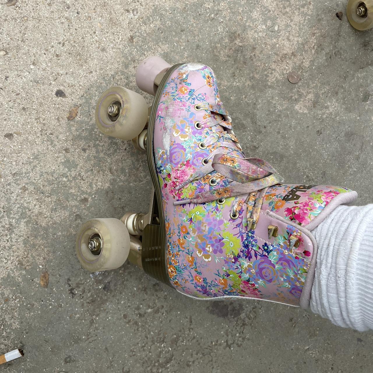 Impala floral skates, a little scuffed at the toe... - Depop