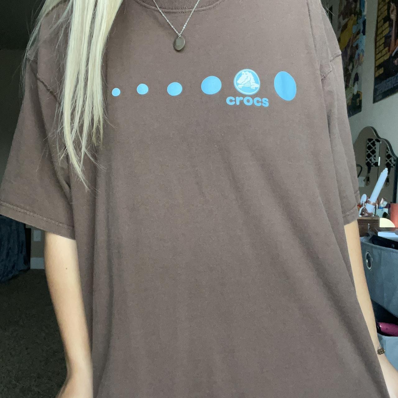 Crocs Women's Brown T-shirt | Depop