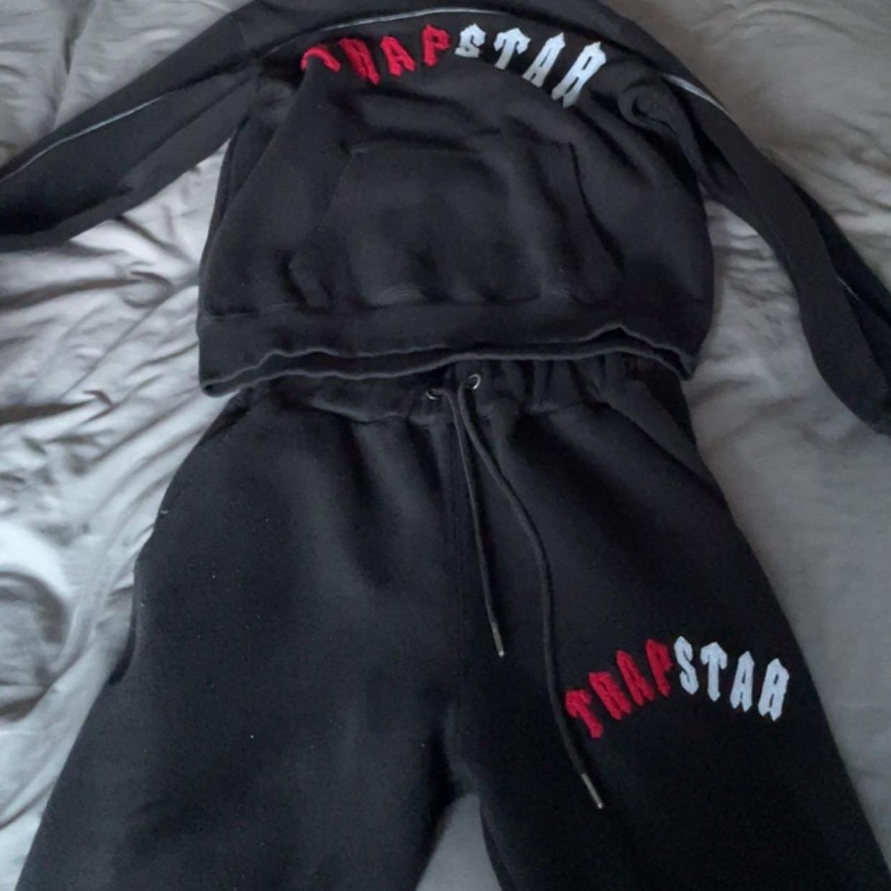 Medium, Unworn, Black red and white Trapstar tracksuit - Depop