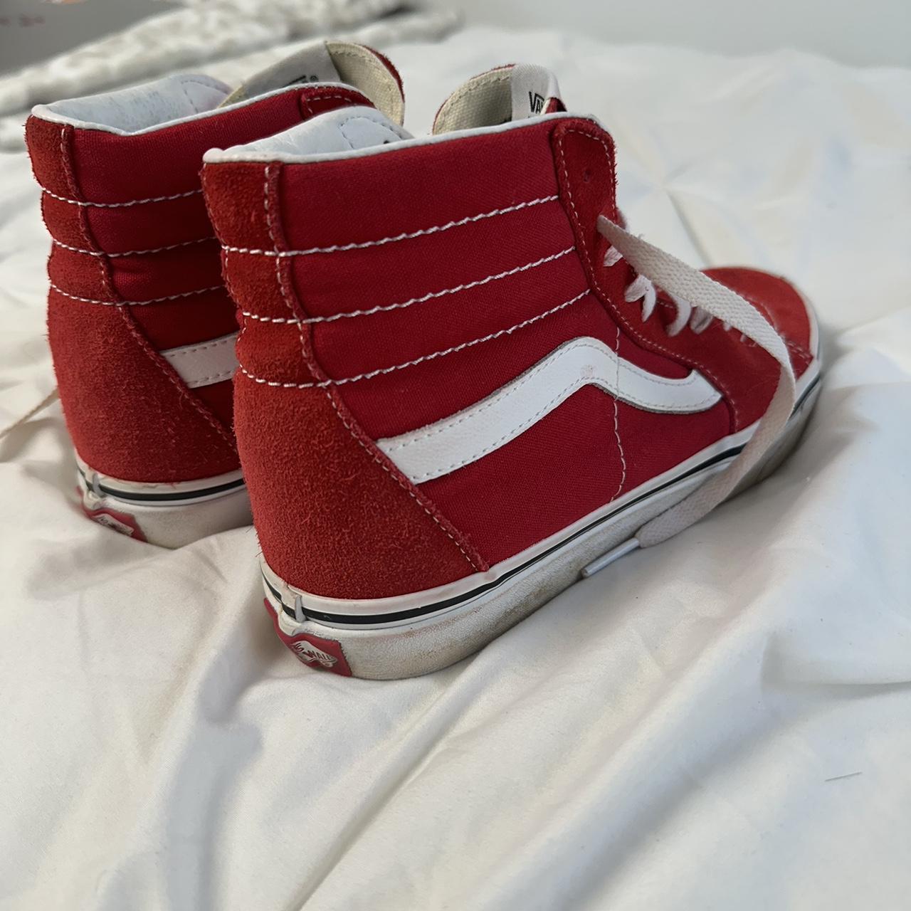 red hi top vans women’s size 8, men’s size 6.5 - Depop
