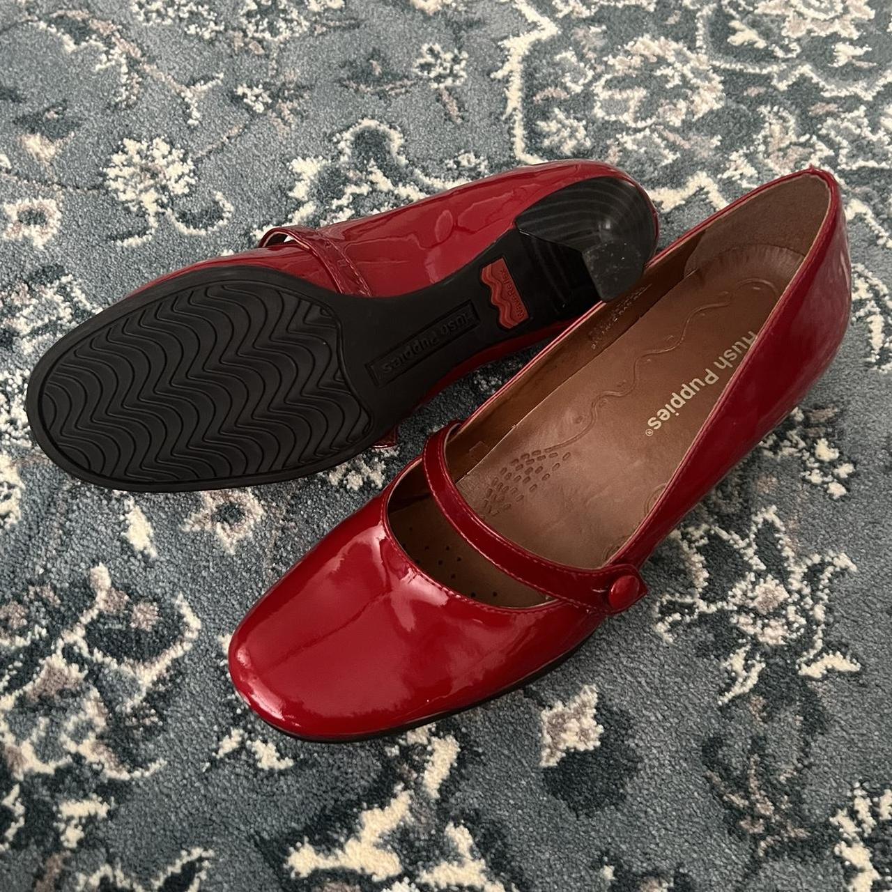 Coquette Hush Puppies red ballet flat kitten heels... - Depop