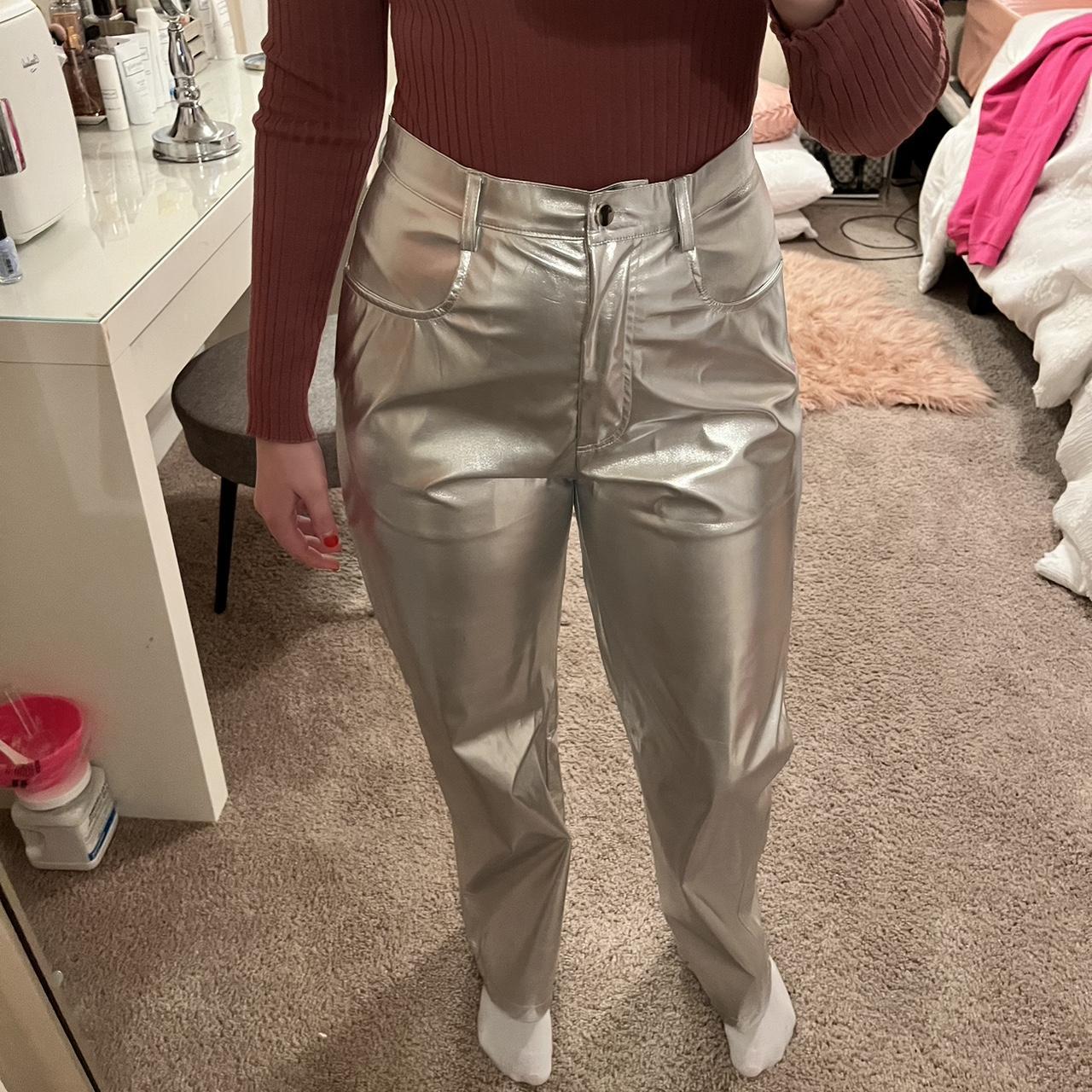 Super cute metallic silver pants! Have beltloops and... - Depop