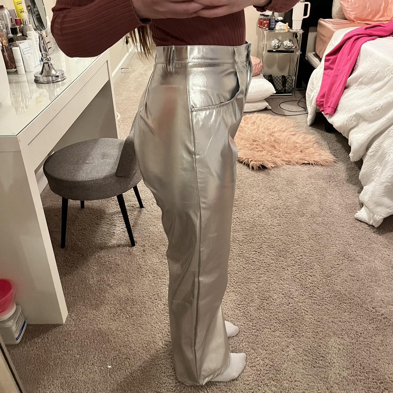 Super cute metallic silver pants! Have beltloops and... - Depop