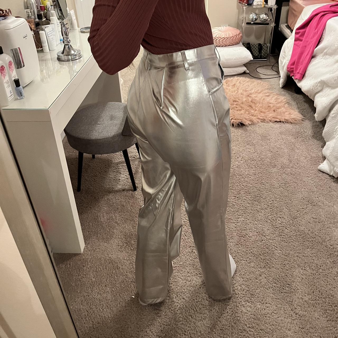 Super cute metallic silver pants! Have beltloops and... - Depop