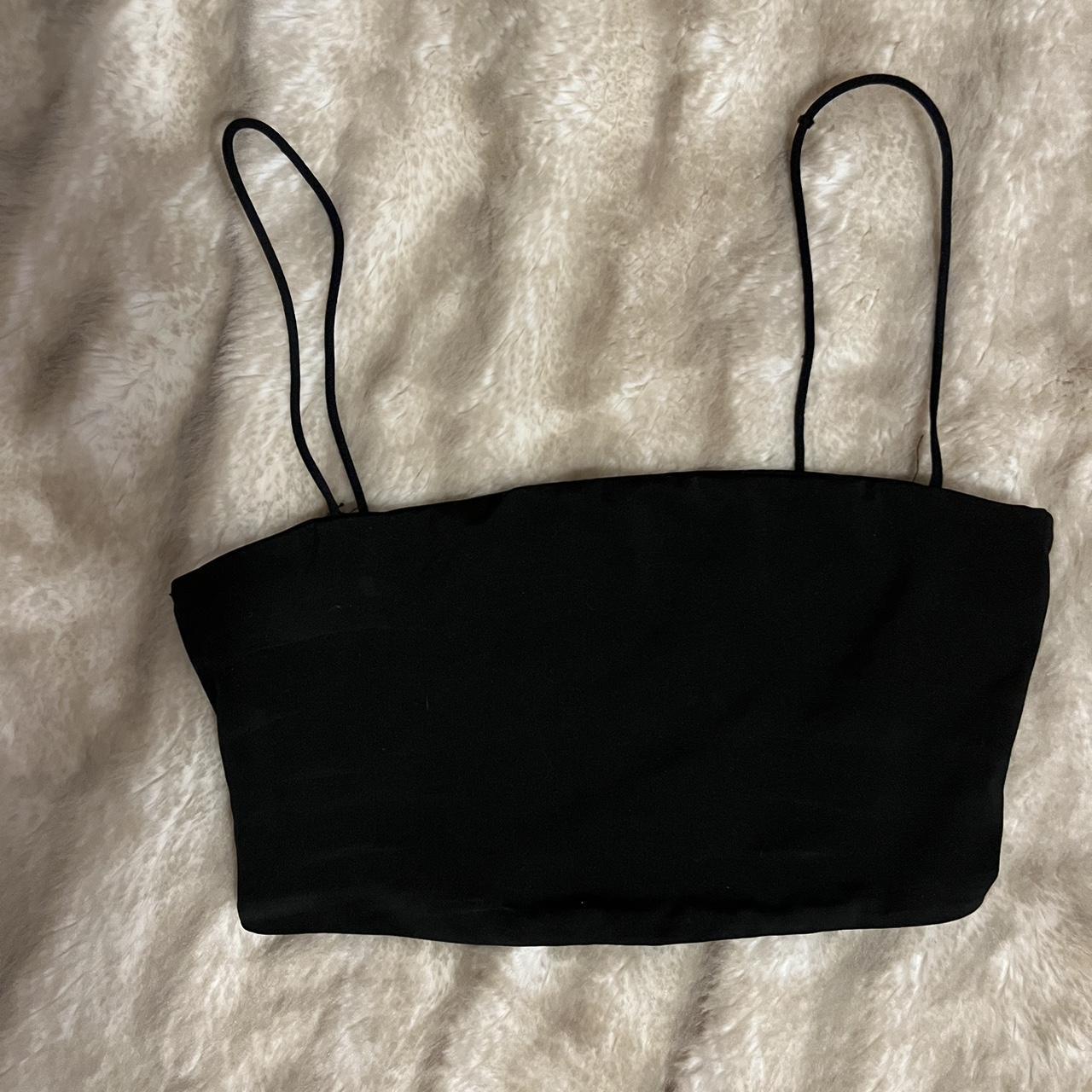 Black spaghetti strap crop top. Fits xs-m best... - Depop